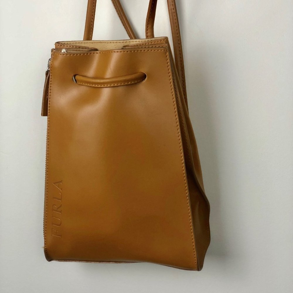 Furla Pouch Style Tan Leather Mini Backpack Made In I… - Gem
